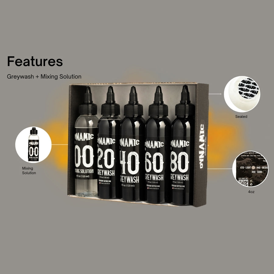 Dynamic Grey Wash Set 4 Bottles 4 oz – Tattoo Gizmo