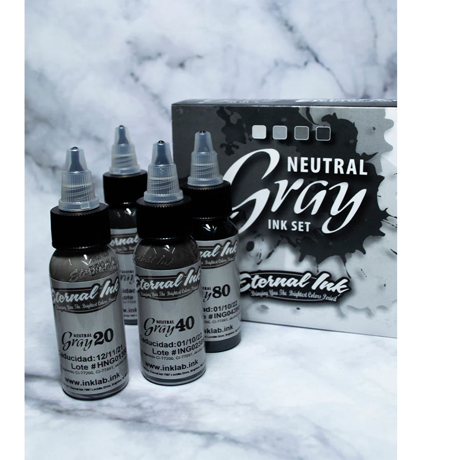 Eternal Neutral Grey Ink Set 4 bottles 1oz Each – Tattoo Gizmo