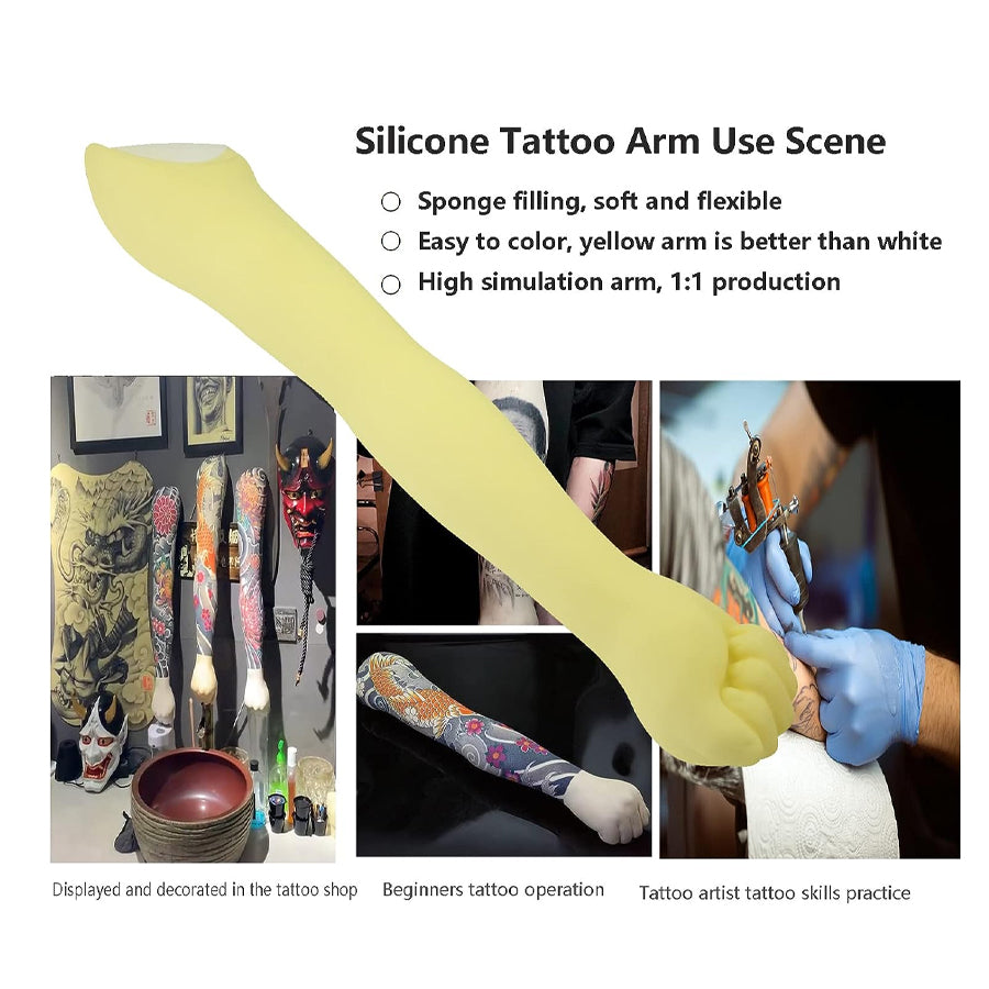 Tattoo Practice Silicone Arm, 24.8 inch 1:1 High Simulation Tattooing ...